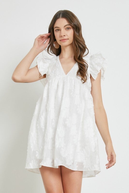 White Rose Shadow Romper Dress | LilyRain