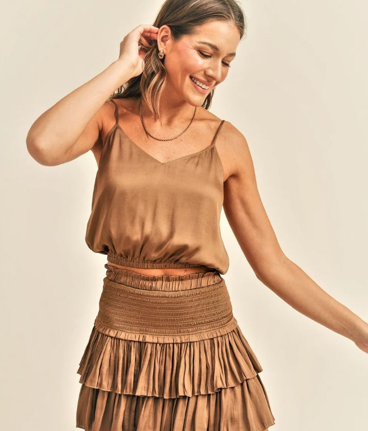 Silky Amore Crop Top In Bronze | LilyRain